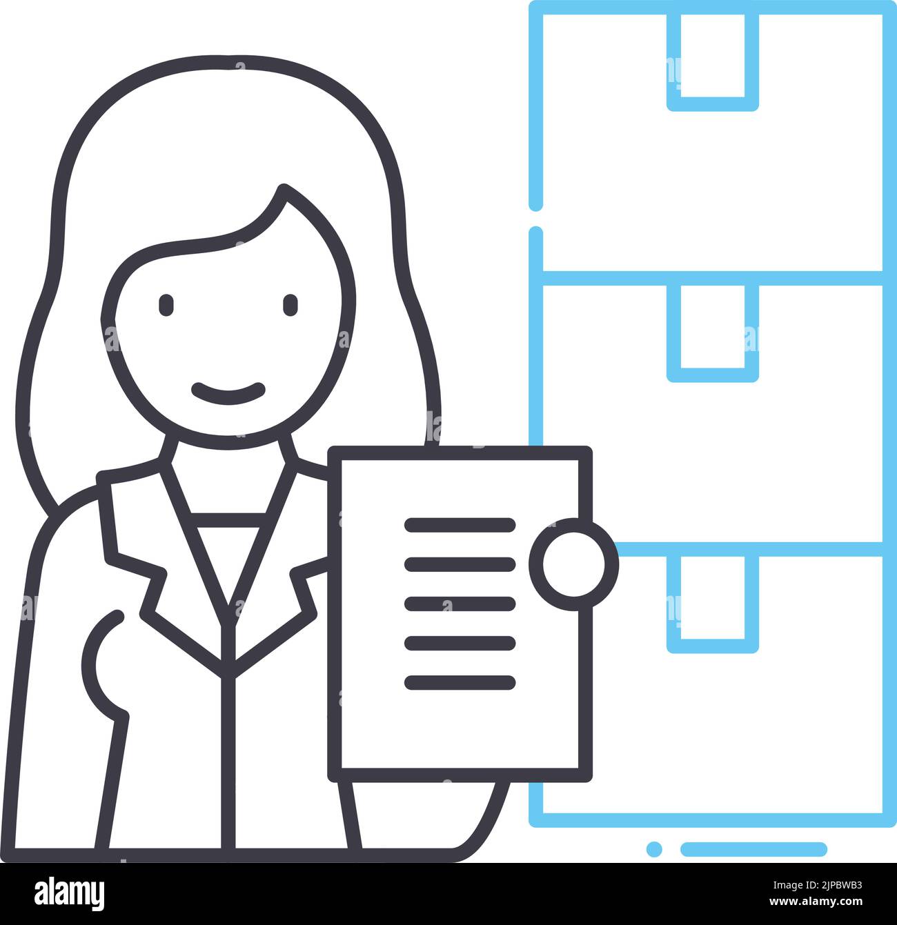 icône de ligne d'inventaire d'entrepôt, symbole de contour ...