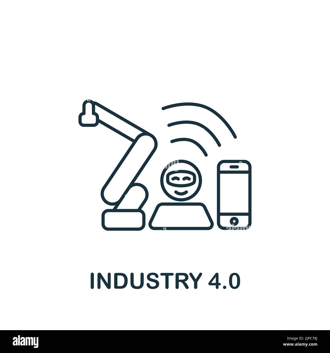 Icône de l'industrie 4,0. Line simple Industry 4,0 icon pour les ...