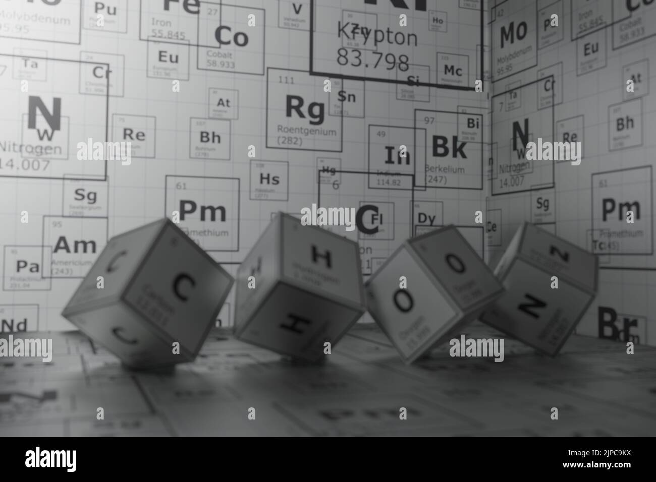 Contexte de 3D cubes de chimie des éléments du tableau périodique ...