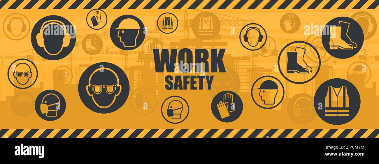 Arrière-plan des icônes, des pictogrammes de sécurité industrielle et ...