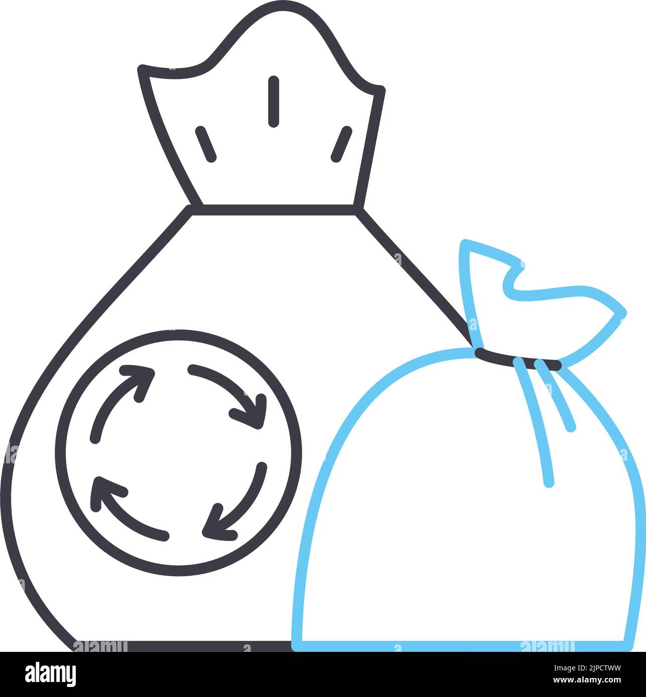 Icône De Ligne De Sac Poubelle Symbole De Contour Illustration