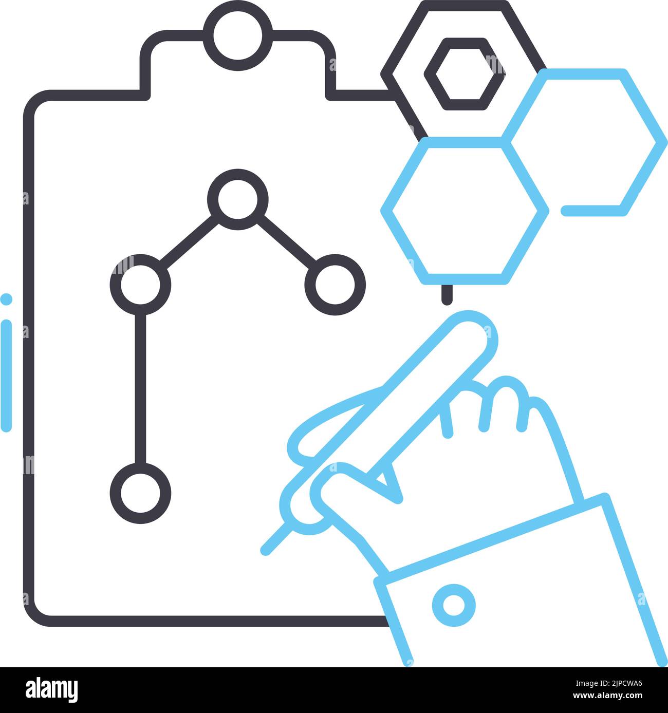 icône de ligne de formule scientifique, symbole de contour ...