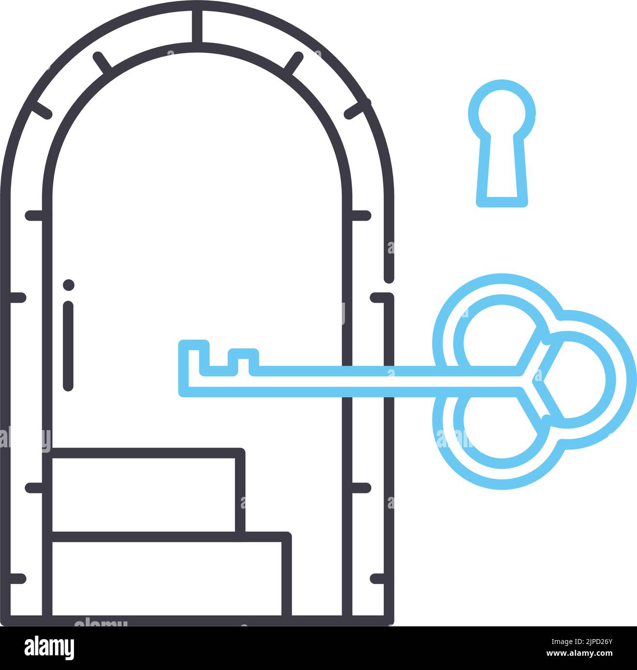 icône de ligne secrète de clé ouverte, symbole de contour, illustration ...