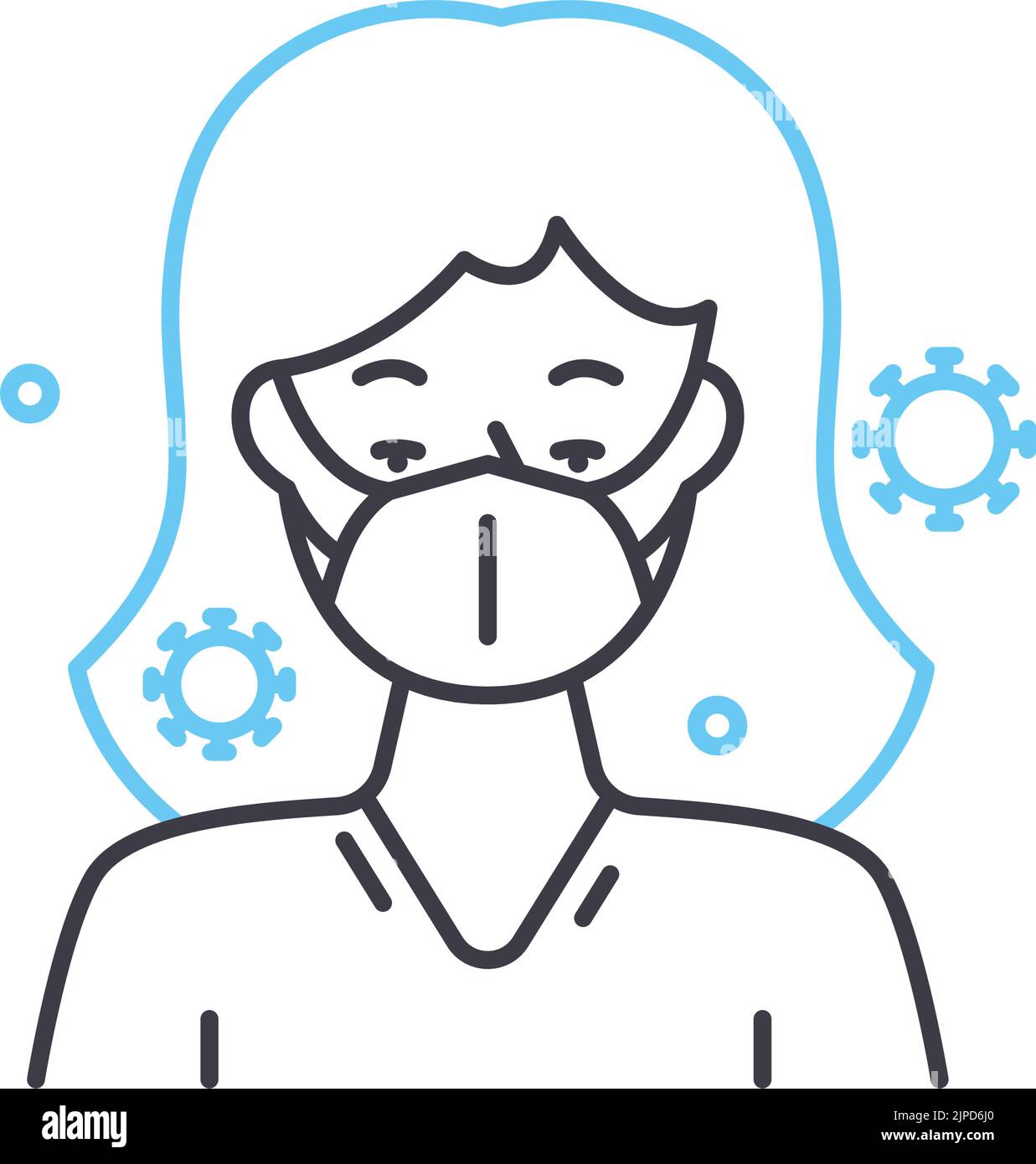 porter une icône de ligne de masque, un symbole de contour, une ...