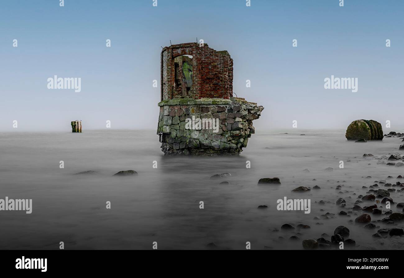 vieille ruine, mer baltique, mystérieuse, cap arkona, pegelhaus ...
