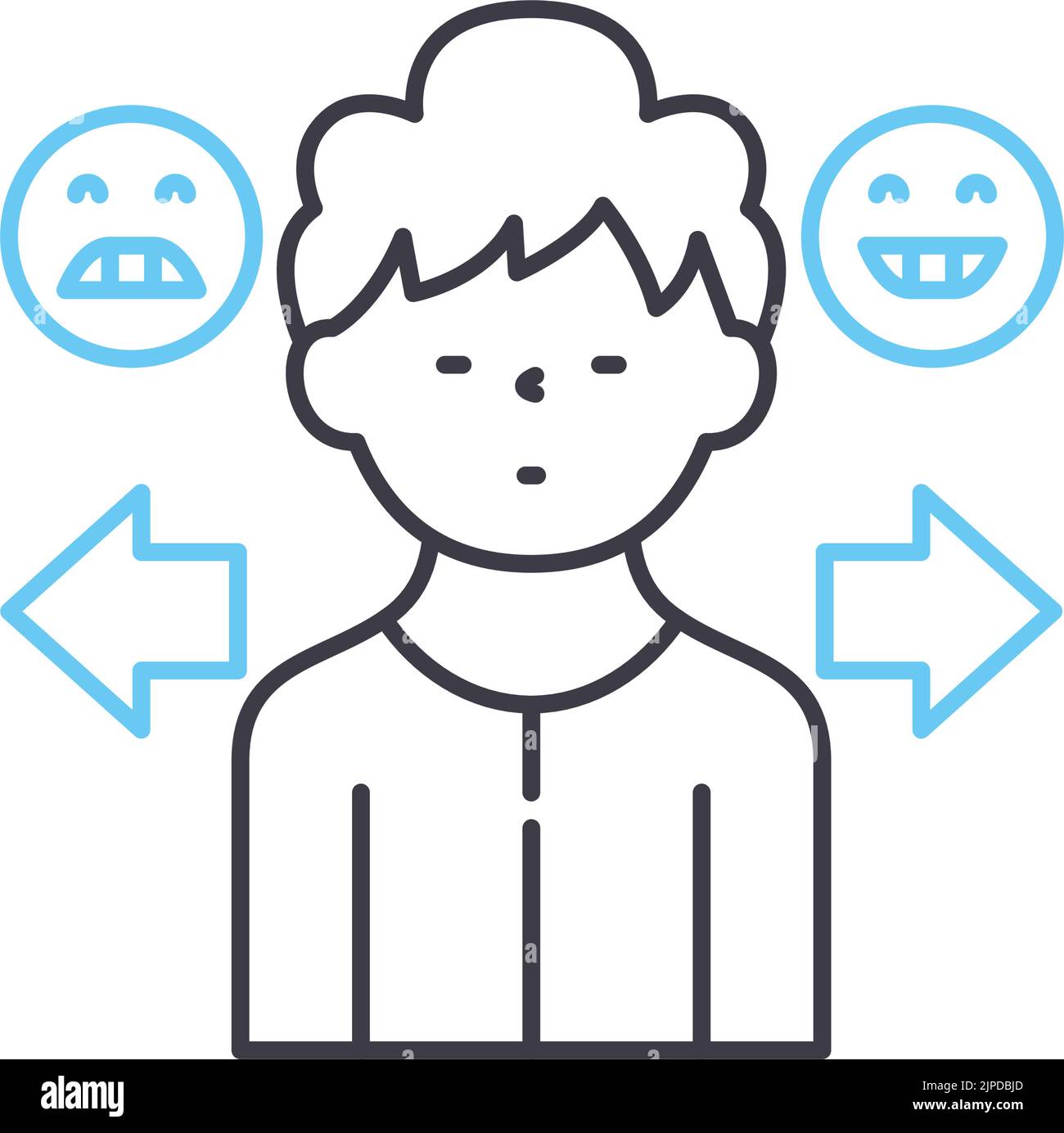 icône de ligne de conflit interne, symbole de contour, illustration ...