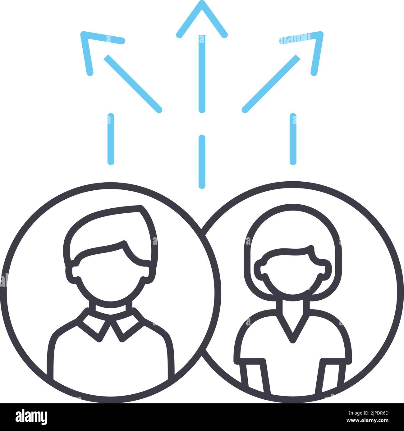 icône de ligne d'affectation du personnel, symbole de contour ...