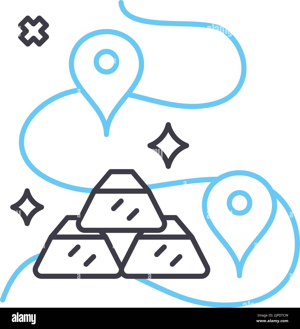 icône de ligne de chasse au trésor, symbole de contour, illustration ...