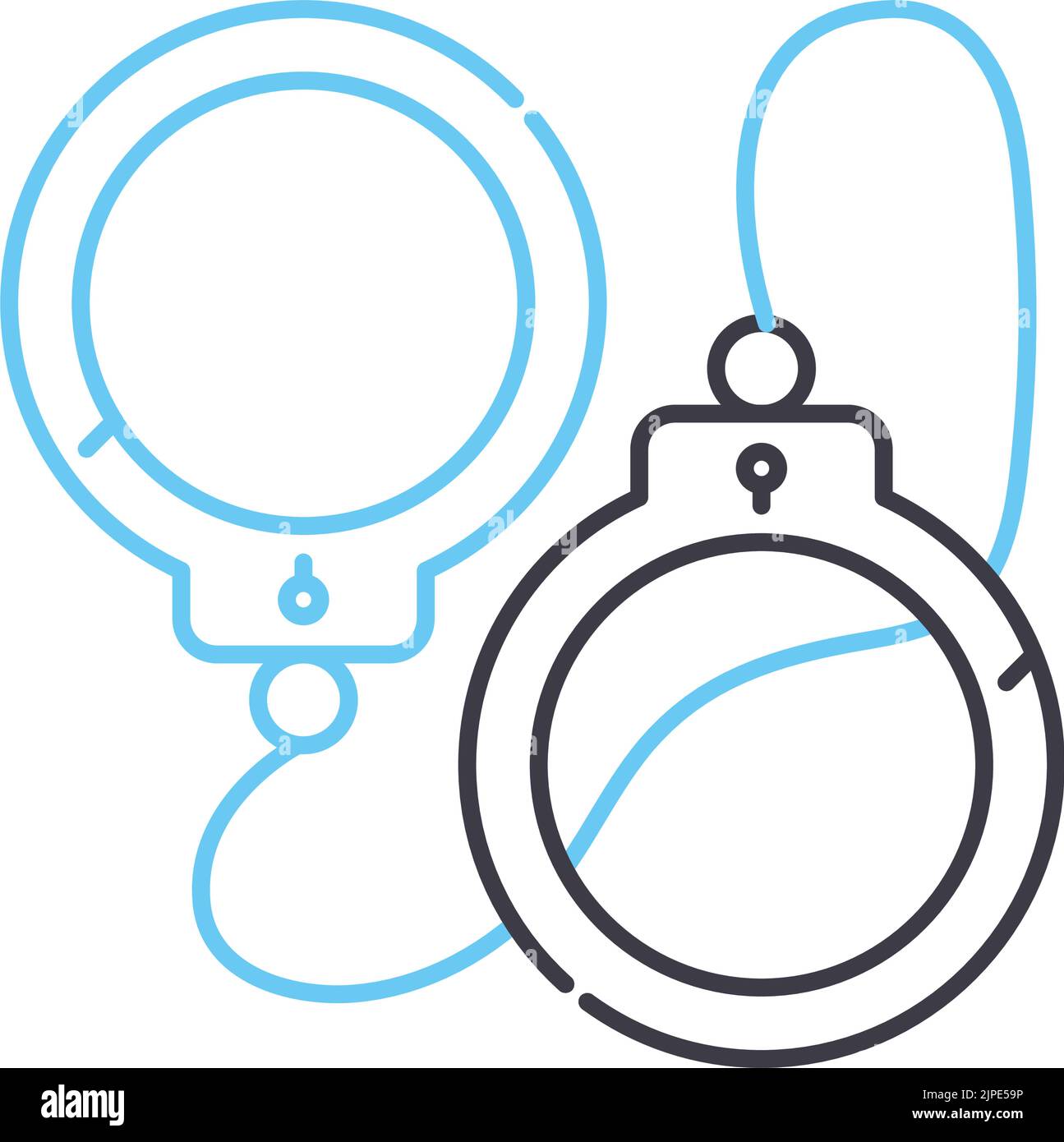 icône de ligne de menottes, symbole de contour, illustration ...