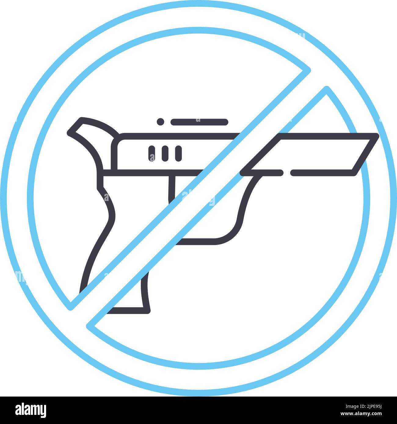 icône de ligne d'arme interdite, symbole de contour, illustration ...