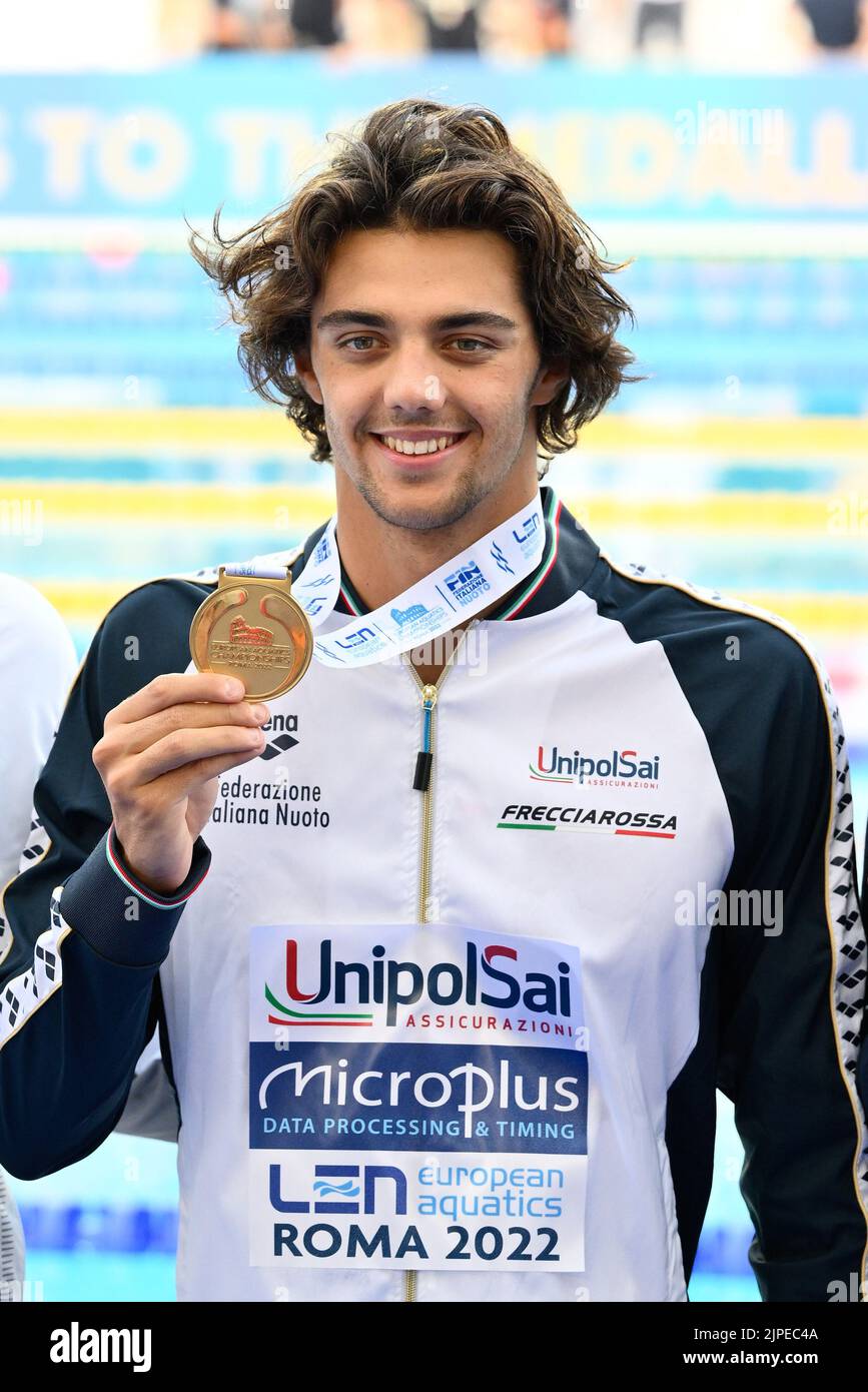 Thomas Ceccon (ITA) lors des championnats d'Europe de la natation Rome ...
