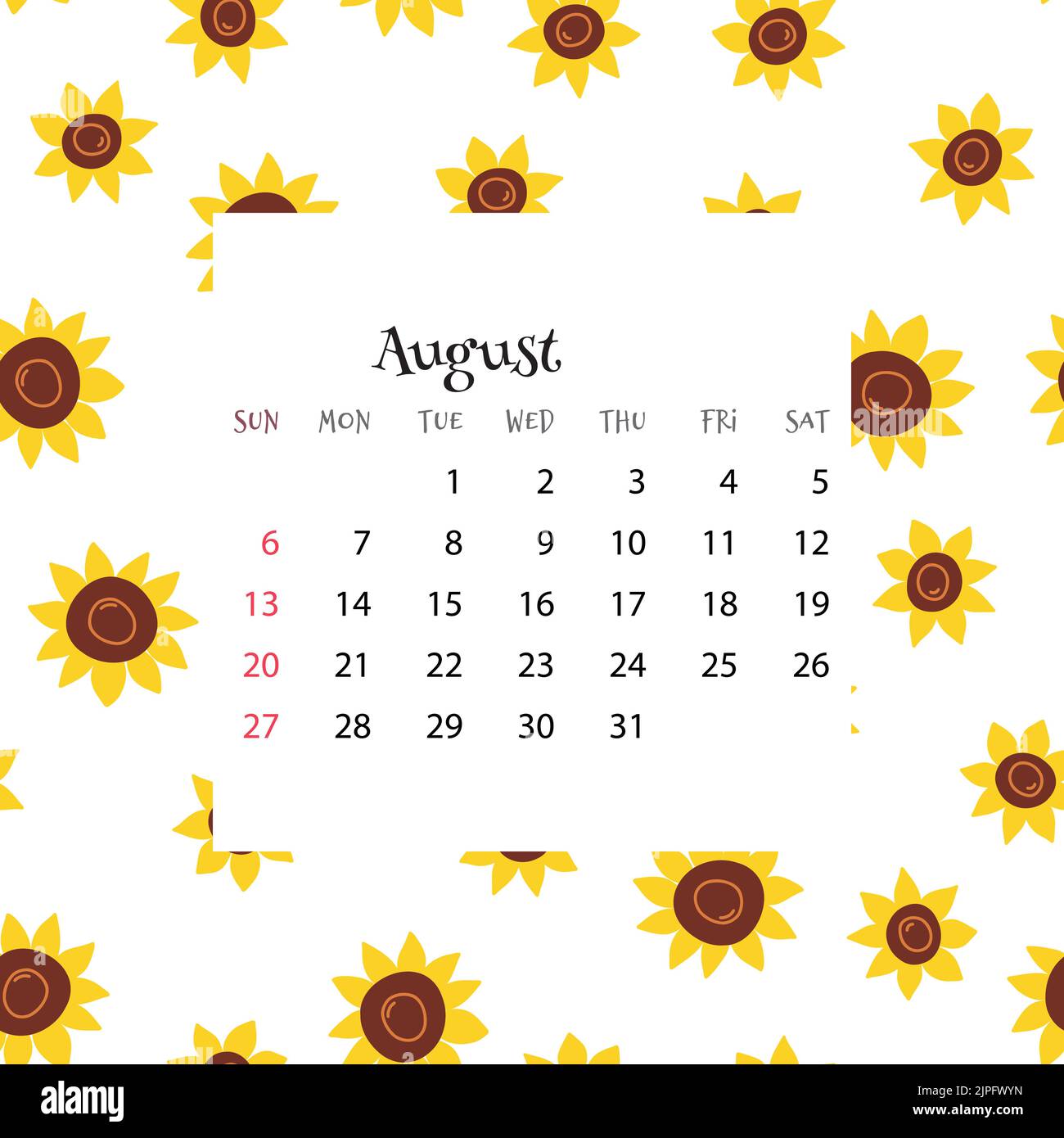 Calendrier 2023 pour août. Illustration vectorielle du calendrier du ...