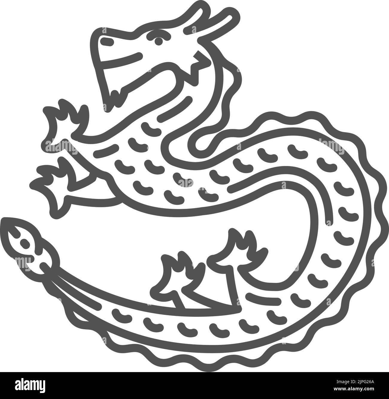 Symbole du zodiaque dragon, horoscope chinois animal isolé contour ...