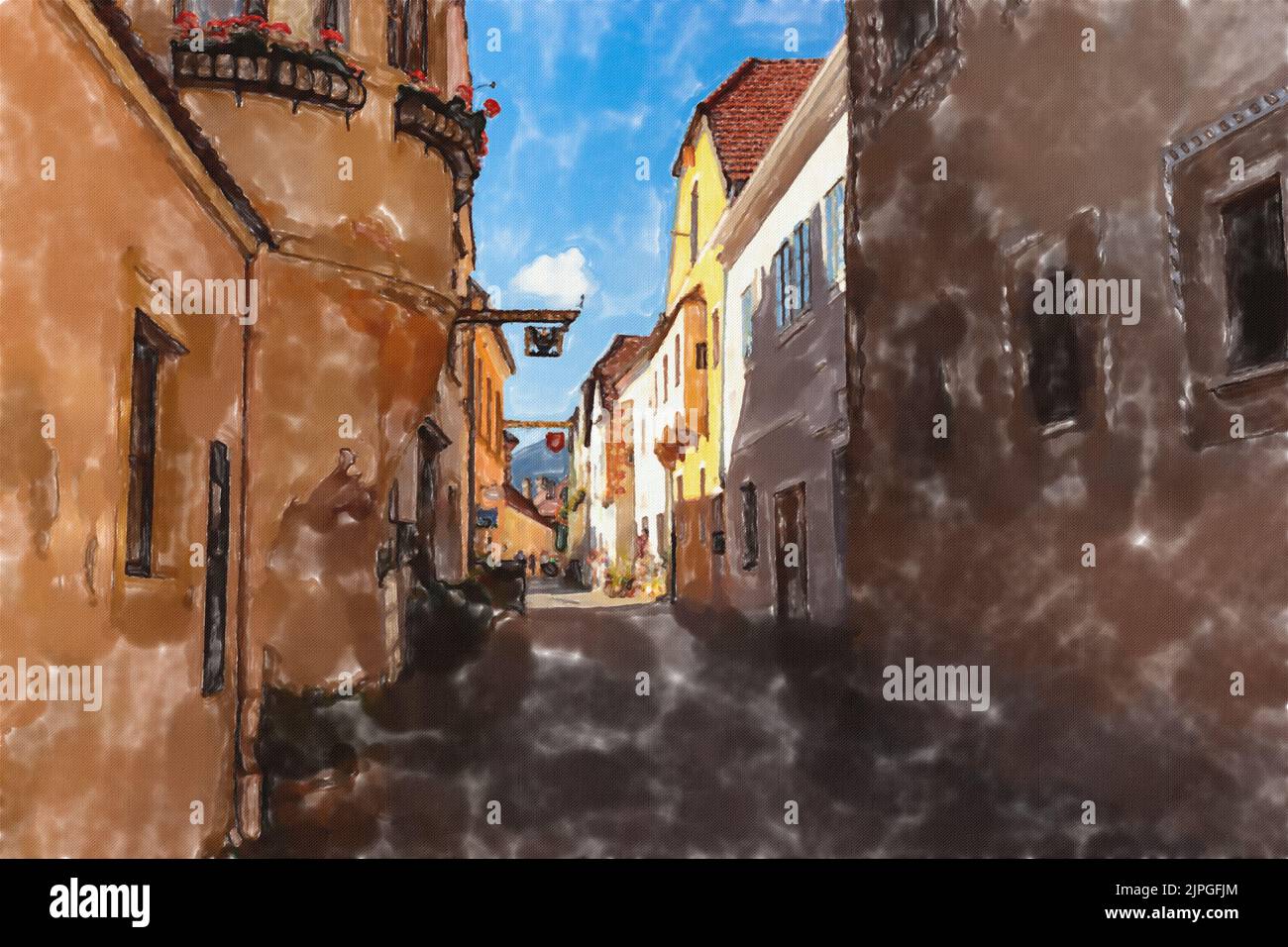 Old village house watercolor Banque de photographies et d’images à haute résolution - Alamy