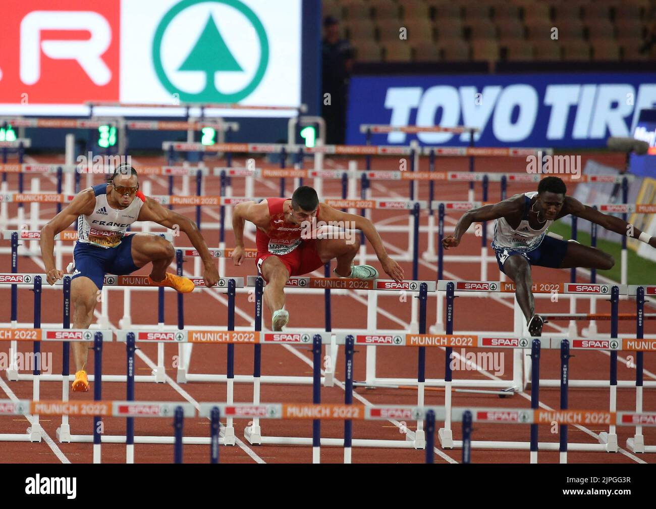 Pascal Martinot-Lagarde de France, Asier Martinez d'Espagne et Just Kwou-Mathey de France finale ...