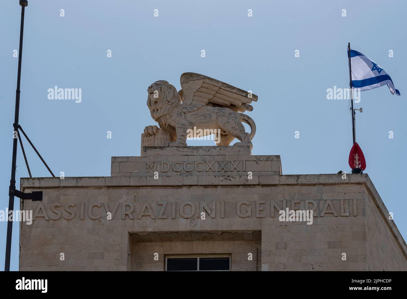 La statue du lion aidée Lion de Juda ou le Lion de Saint-Marc sur le ...