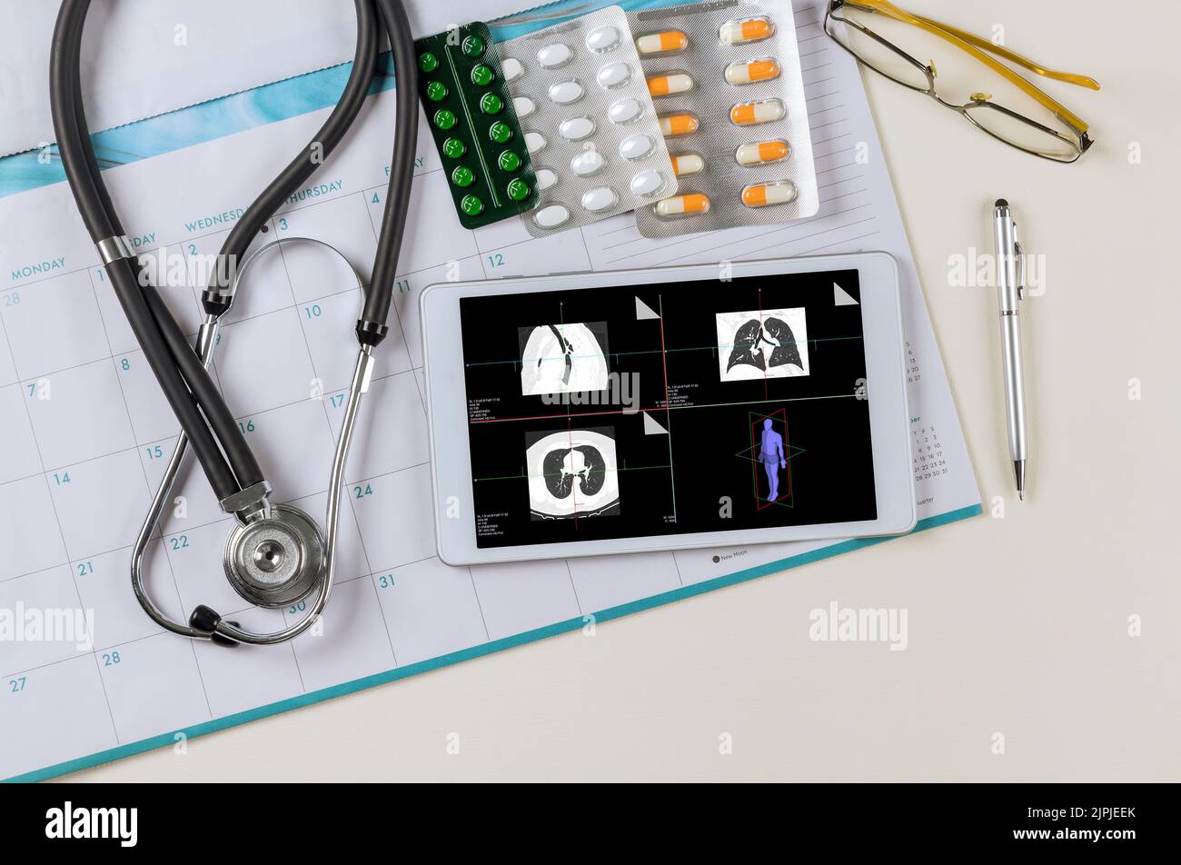 tablettes, diagnostic, scanner, tablette, radiologie, images ...