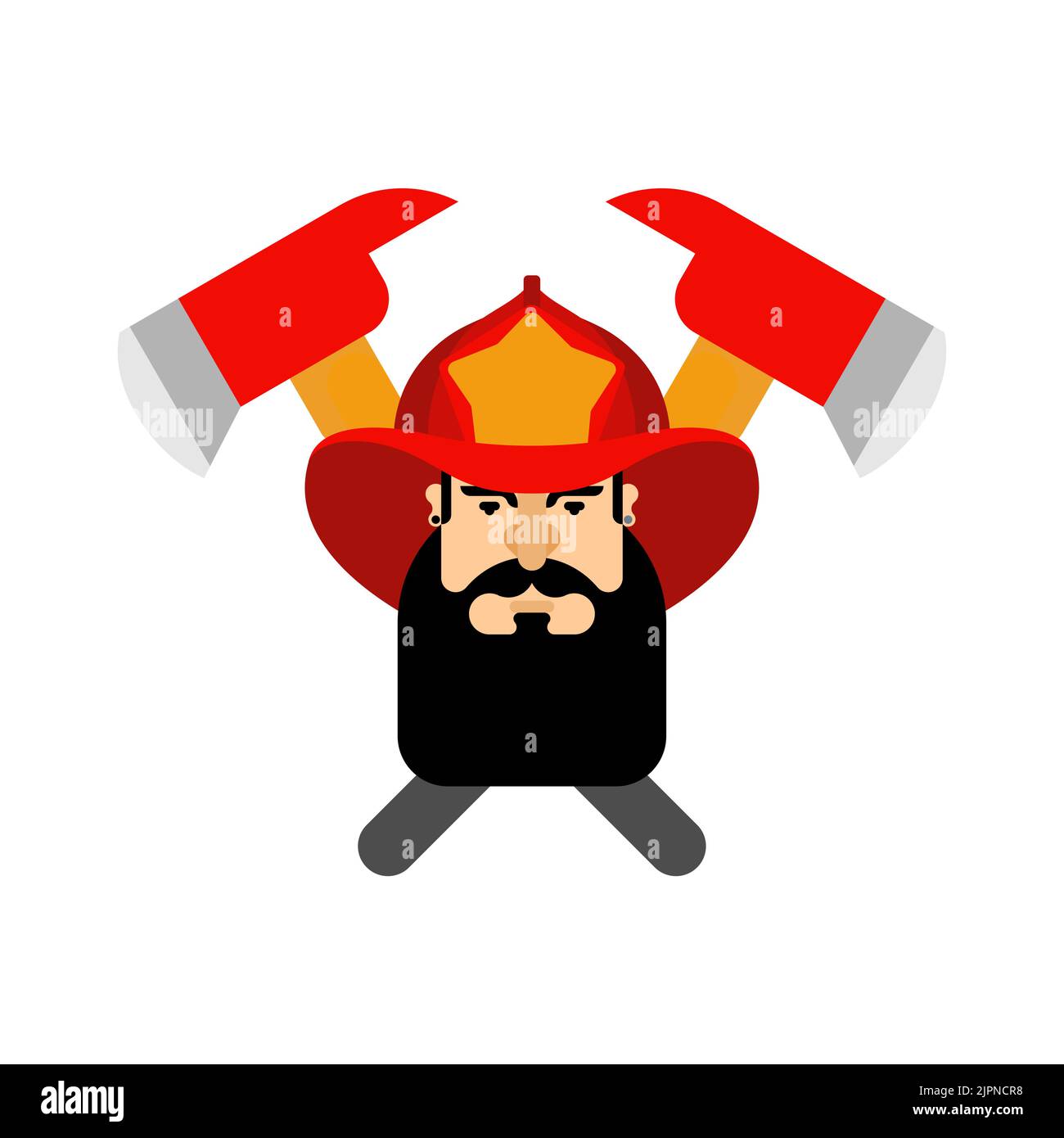 Panneau de pompier dans le casque. Hache et flamme. Symbole du service ...
