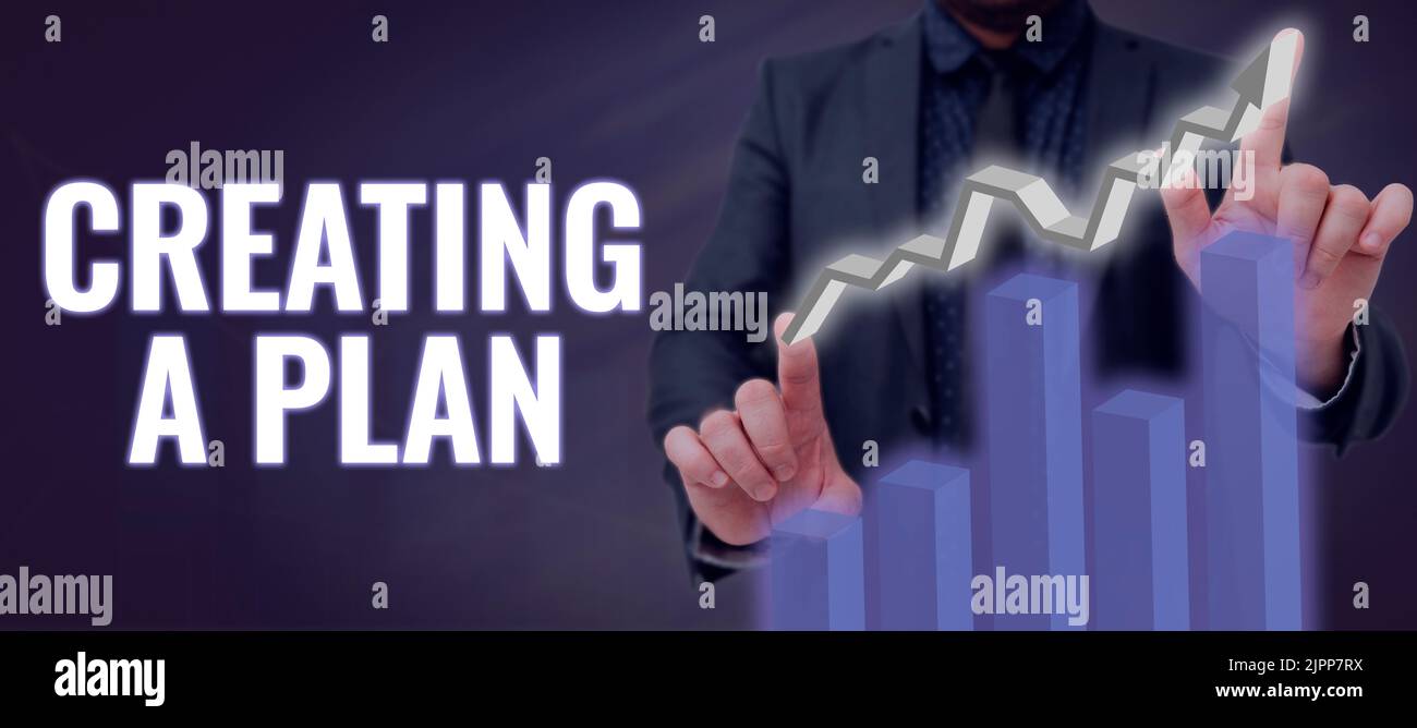 Affichage conceptuel création D'Un plan, mot écrit sur établir les ...