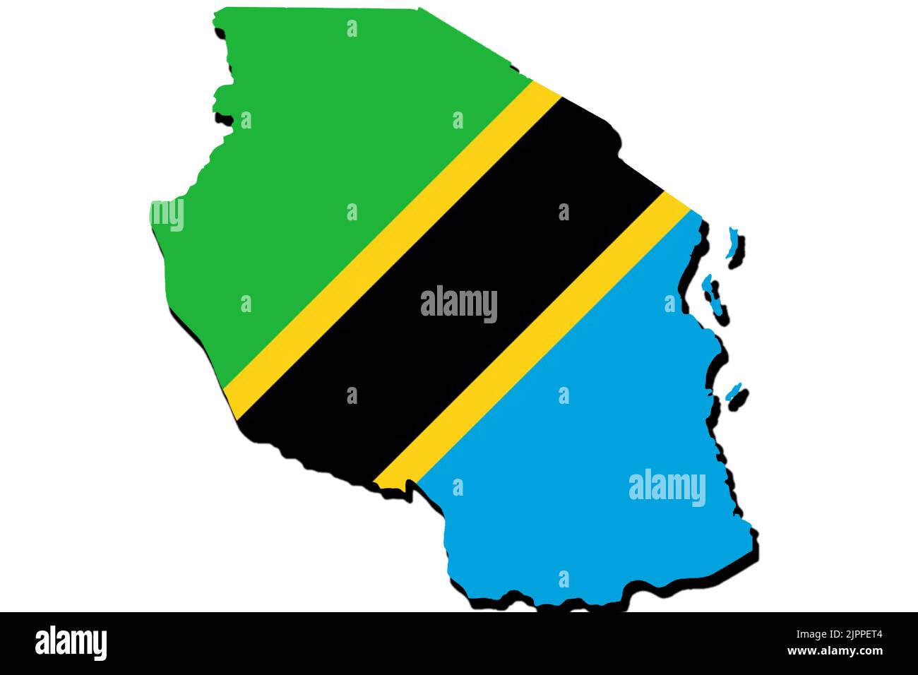 Silhouette de la carte de la Tanzanie avec son drapeau Photo Stock - Alamy