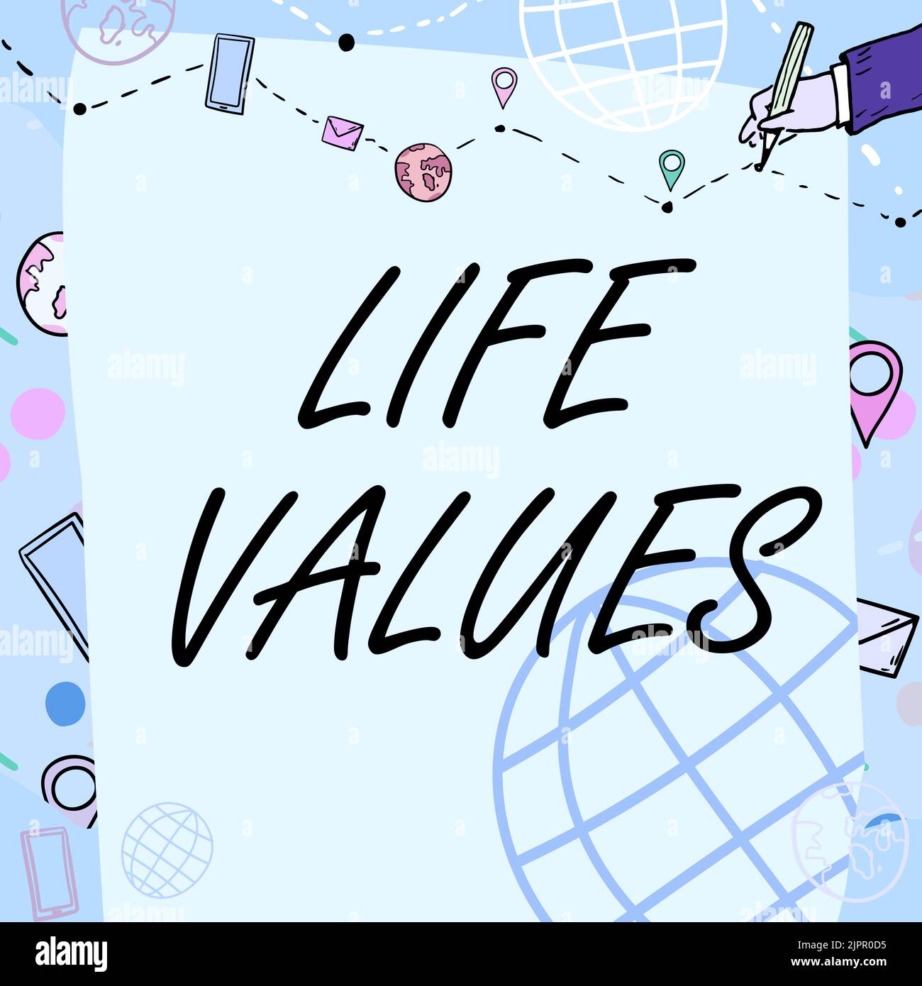 Écriture affichant du texte valeurs de vie, Word pour des choses qui ...