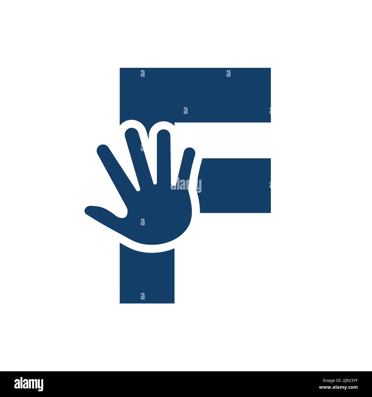 Concept de logo de la main Letter F pour le soin des mains, l'enseigne ...