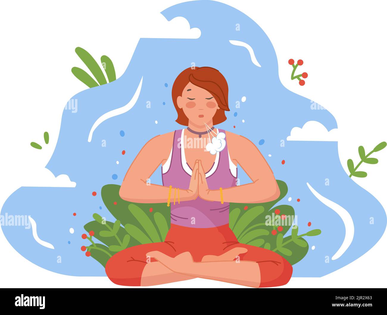 Femme respiration exercice. Technique d'exercice de respiration ...