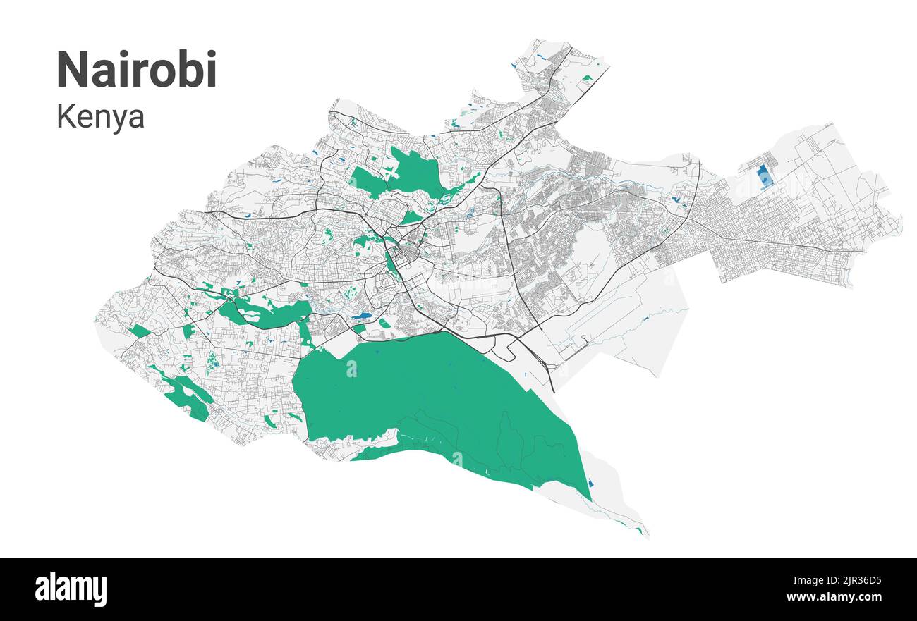 Carte vectorielle de Nairobi. Carte détaillée de la zone administrative ...
