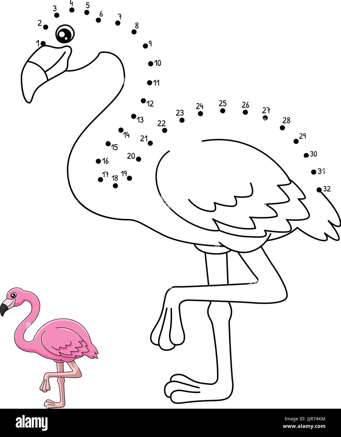 Page de coloriage de Flamingo point à point pour enfants Image ...