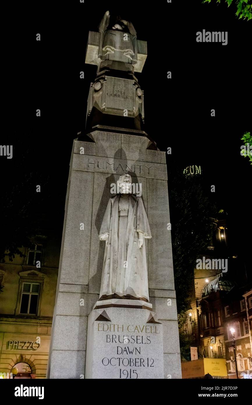 Le Mémorial Edith Cavell, une statue de Sir George Frampton, tourné à l ...