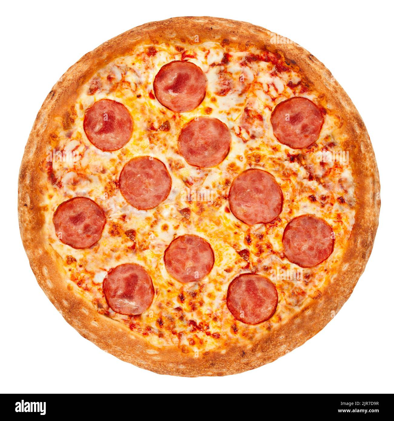 Pizza Pepperoni, isolée sur fond blanc, chemin de coupure, pleine ...