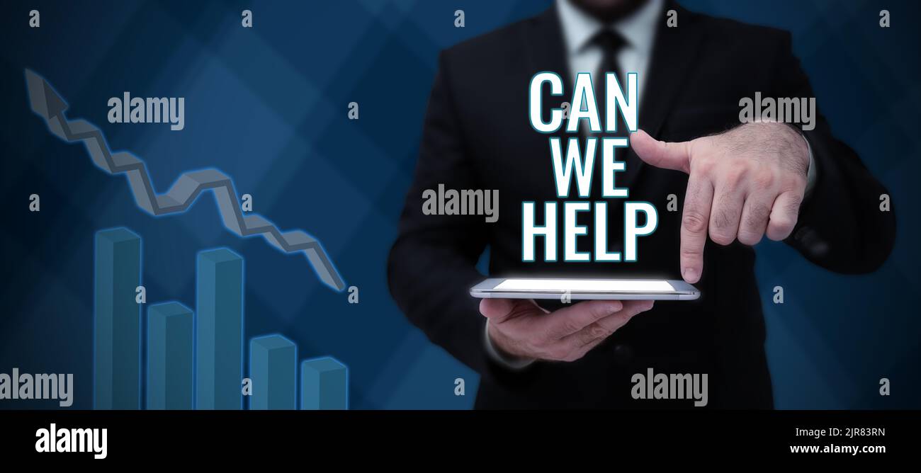 Affichage de panneaux CAN We Help. Mot écrit sur l'offre d'assistance ...