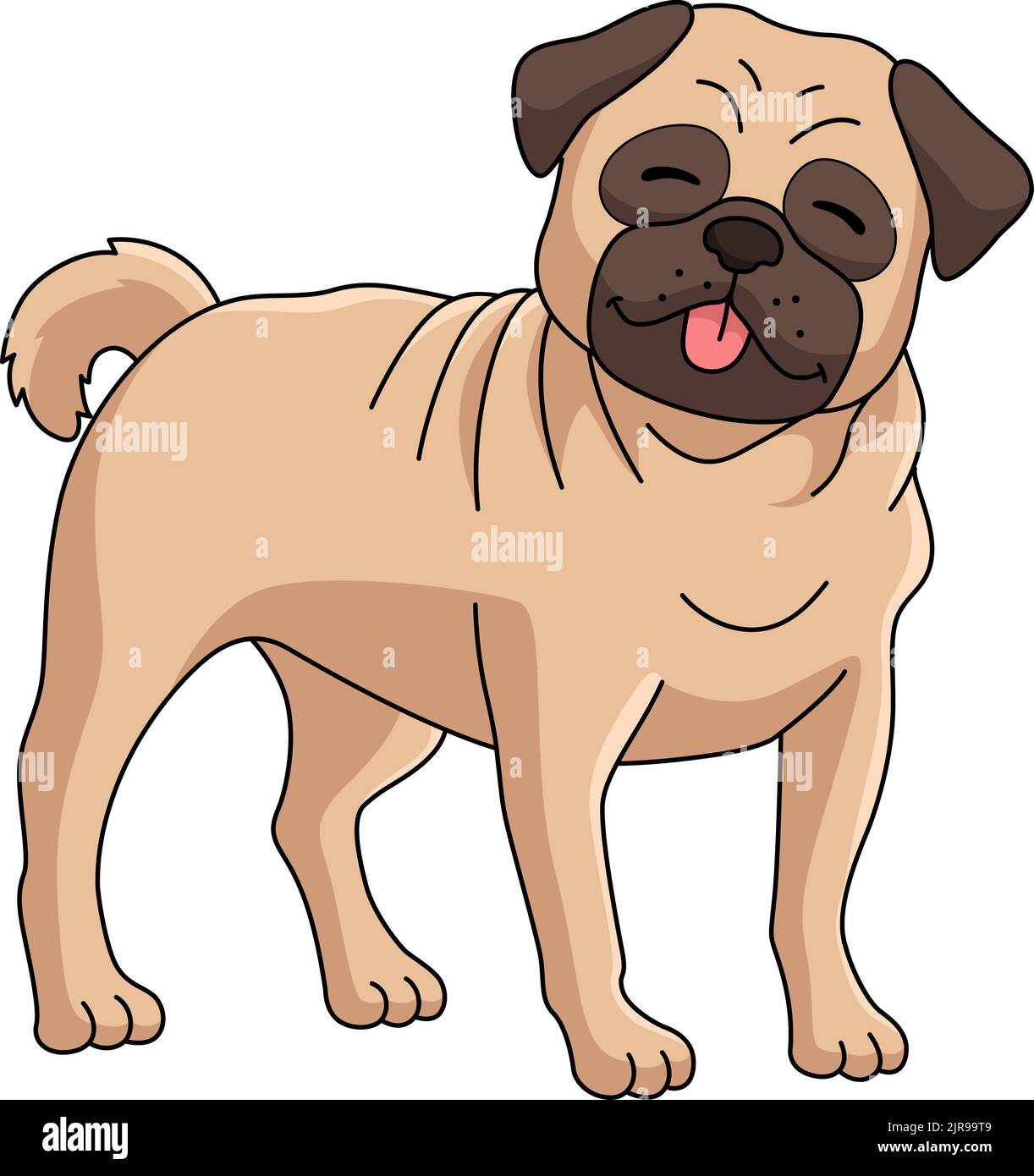 Illustration de la couleur du dessin animé du chien PUG Image ...