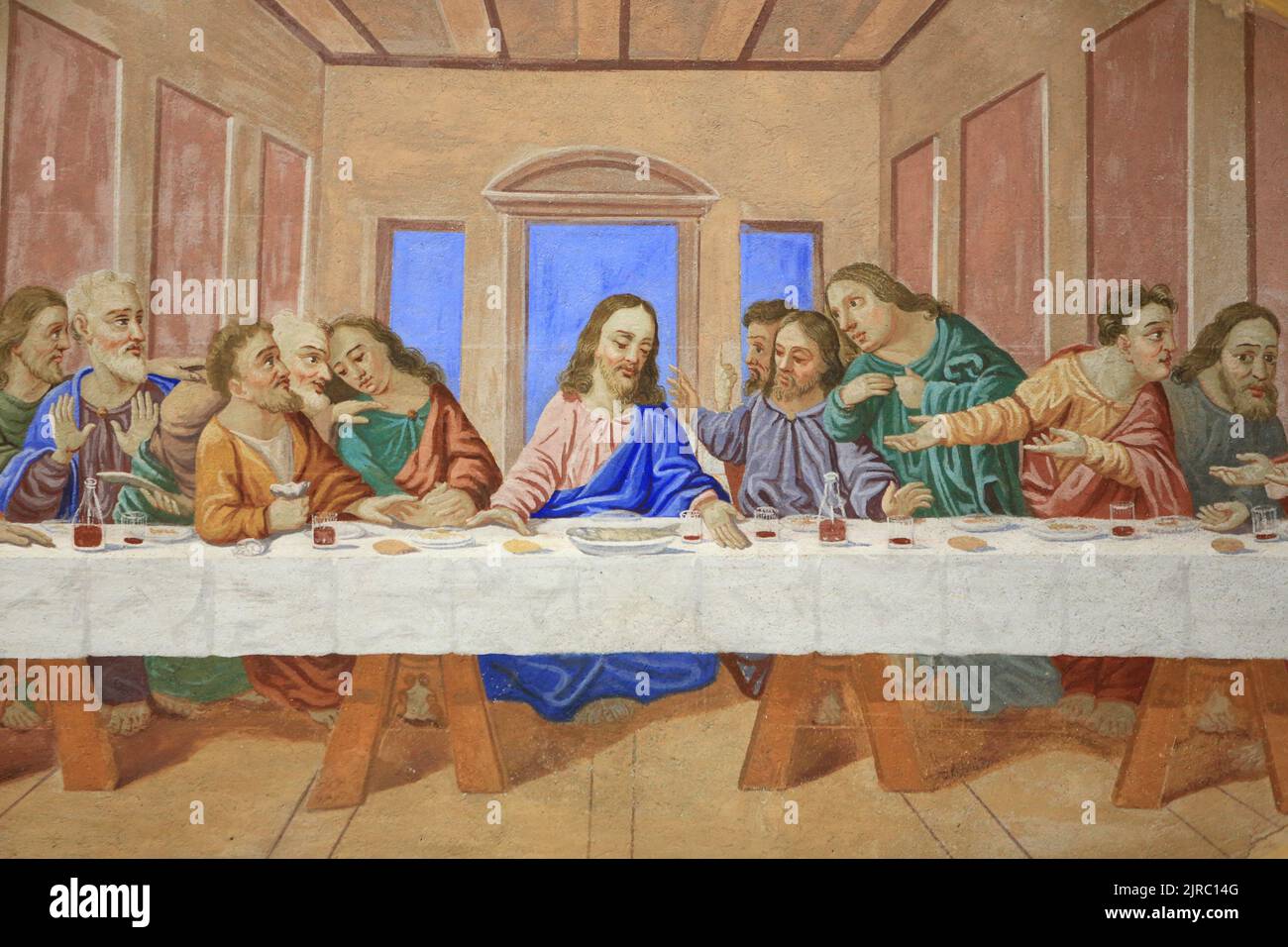 La Cène. Dernier repas de Jésus avec les aprés. Église Saint-Nicolas de ...