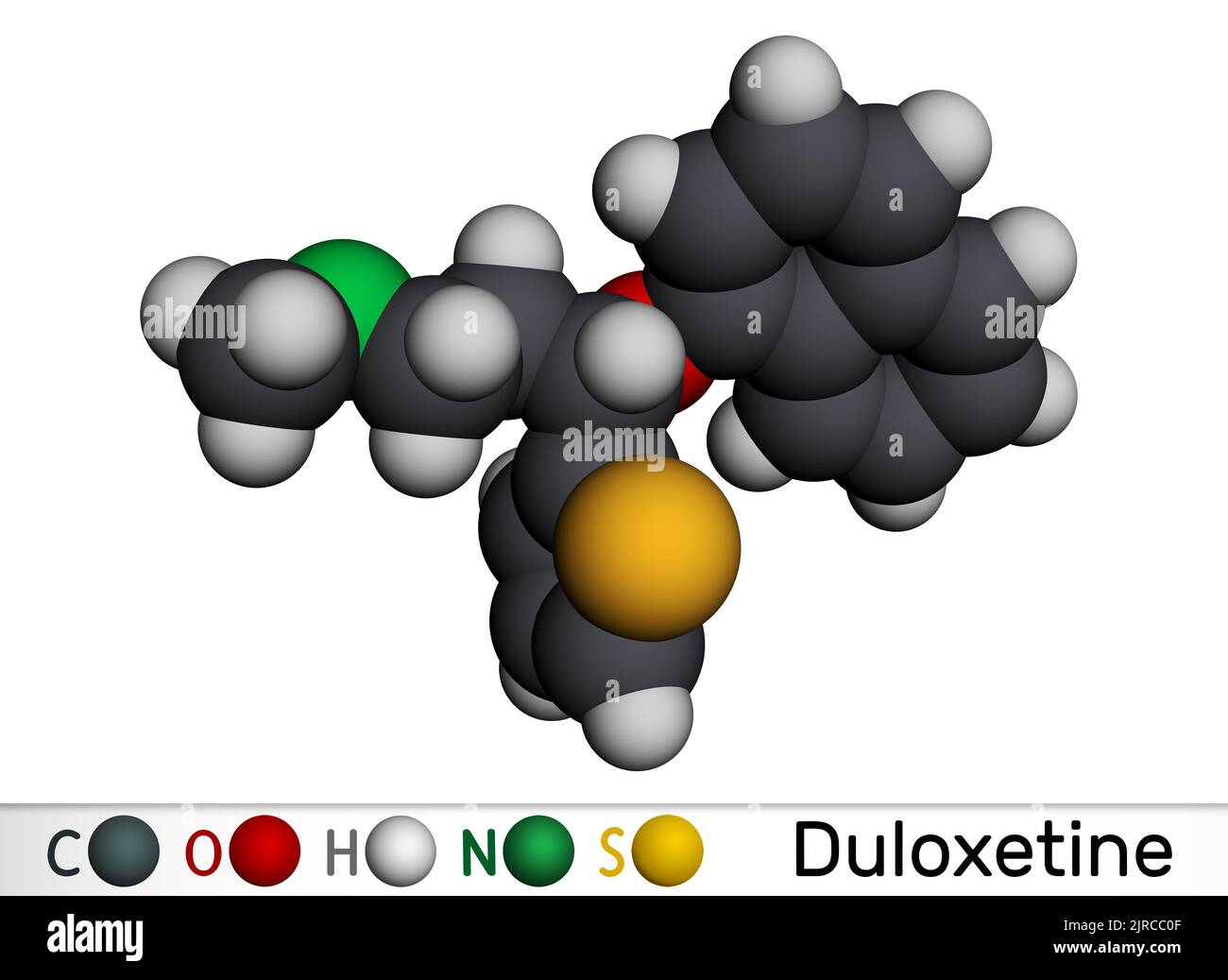 Molécule de médicament anti-dépresseur duloxétine. Il est utilisé pour ...