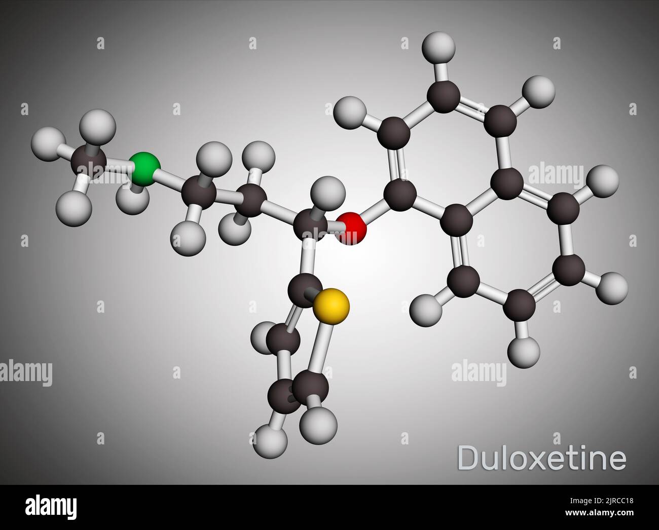 Molécule de médicament anti-dépresseur duloxétine. Il est utilisé pour ...
