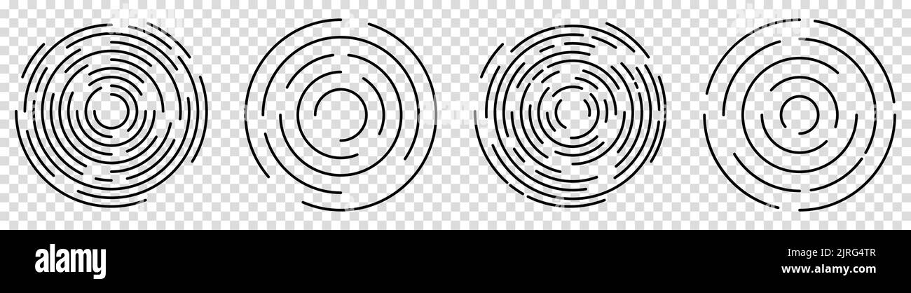 Ensemble d'icônes cercles concentriques. Ondulation des formes ...