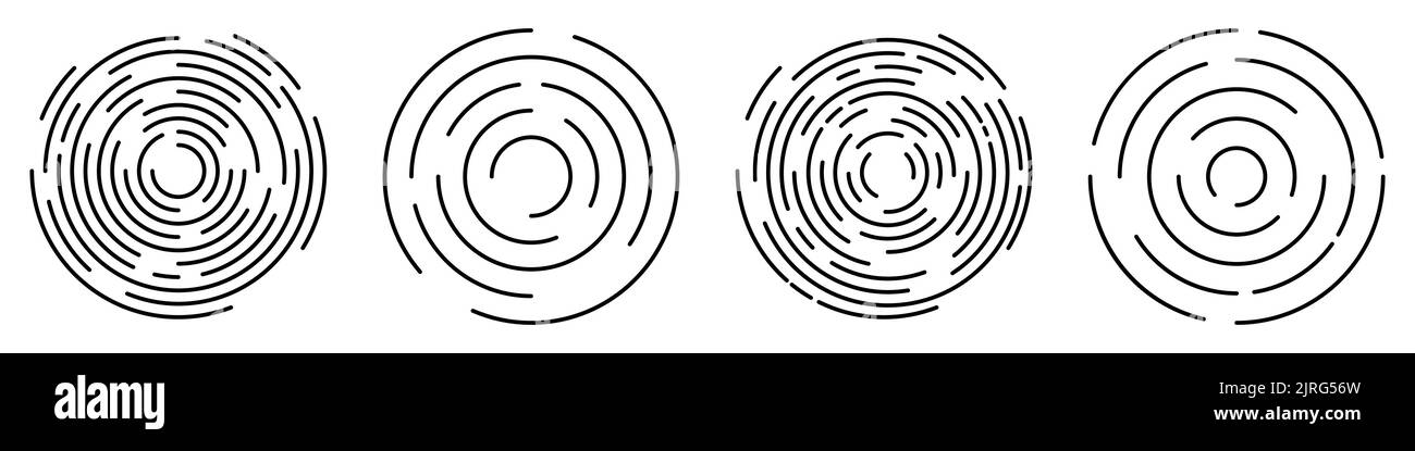 Cercles concentriques définis. Ondulation des formes circulaires ...