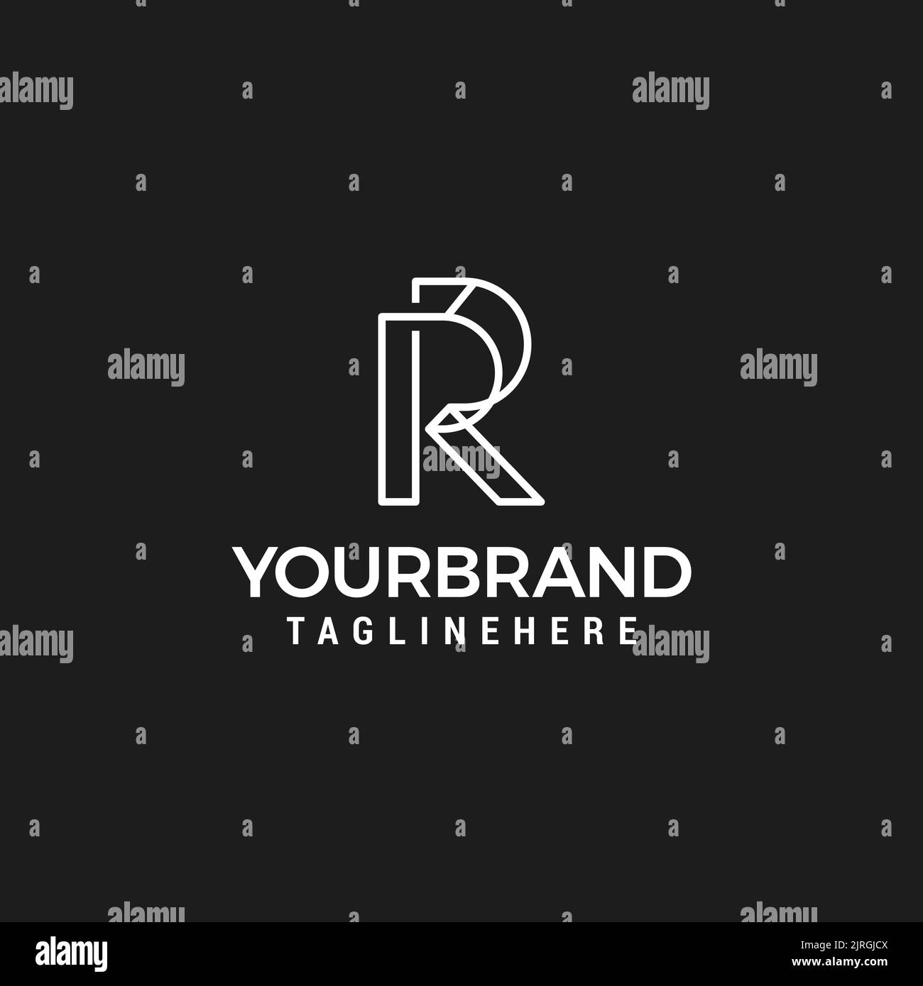 Lettre R logo monogramme maquette hipster noir et blanc élément de ...