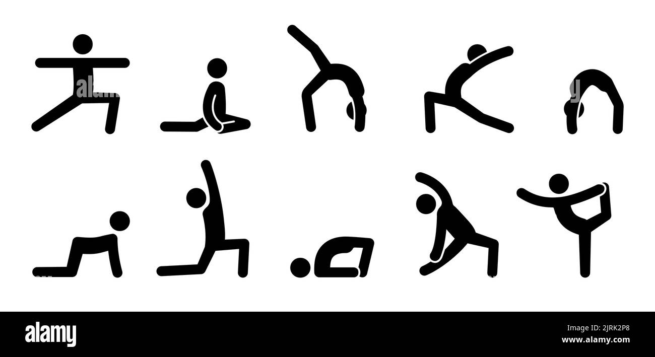 Icône yoga personnes. Pose de yoga, exercice de méditation, exercice de ... Icône yoga personnes. Pose de yoga, exercice de méditation, exercice de ...