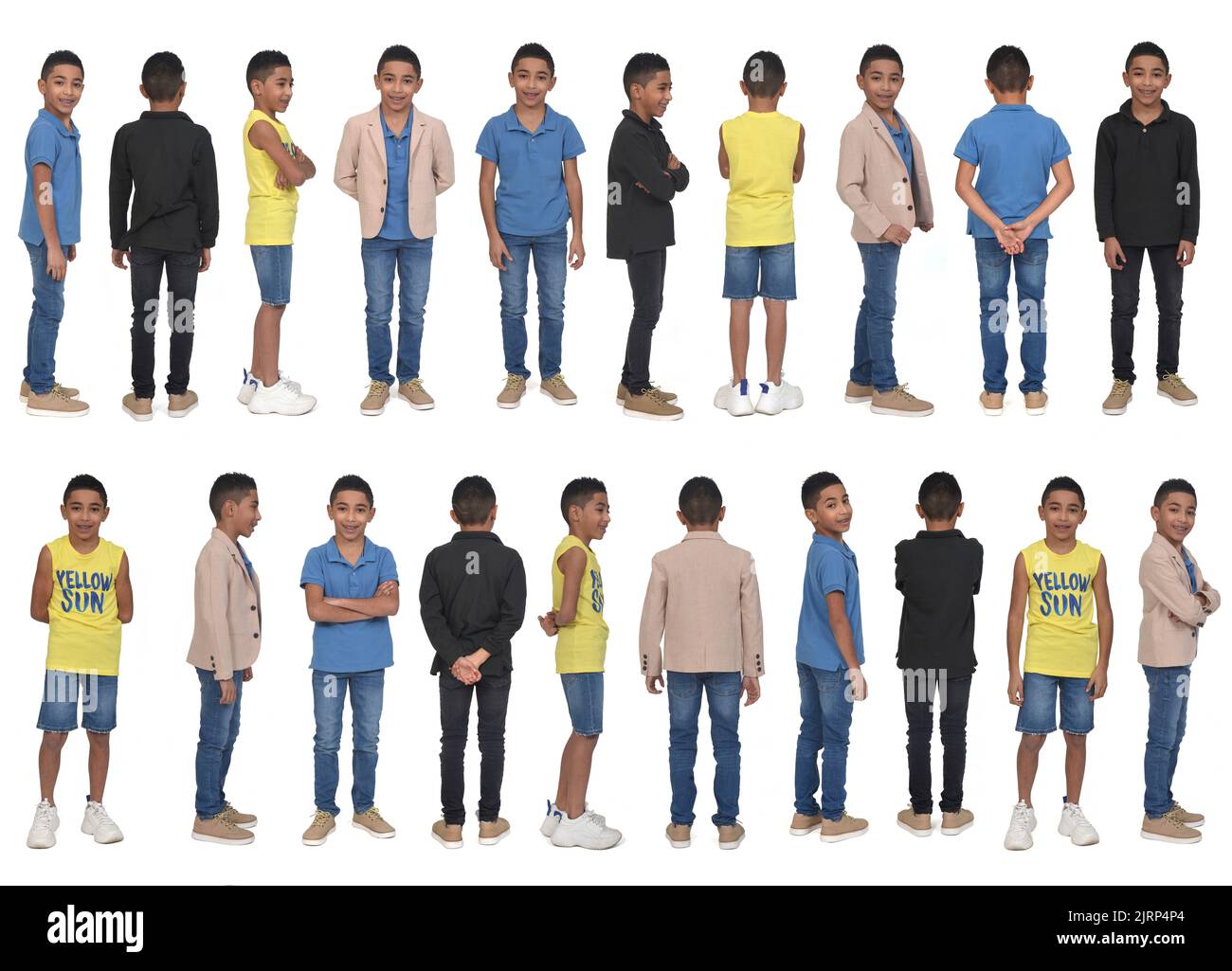 grand groupe du même adolescent dans différentes poses et différentes ...