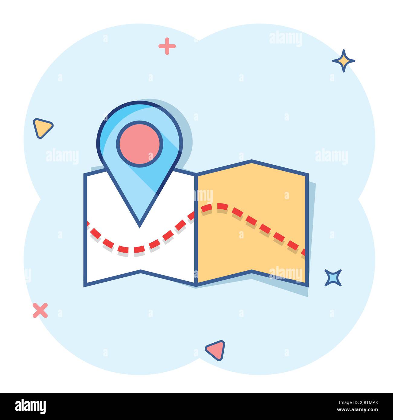 Cartoon Vector Borne sur l'icône de la carte dans le style comique. Gps ...