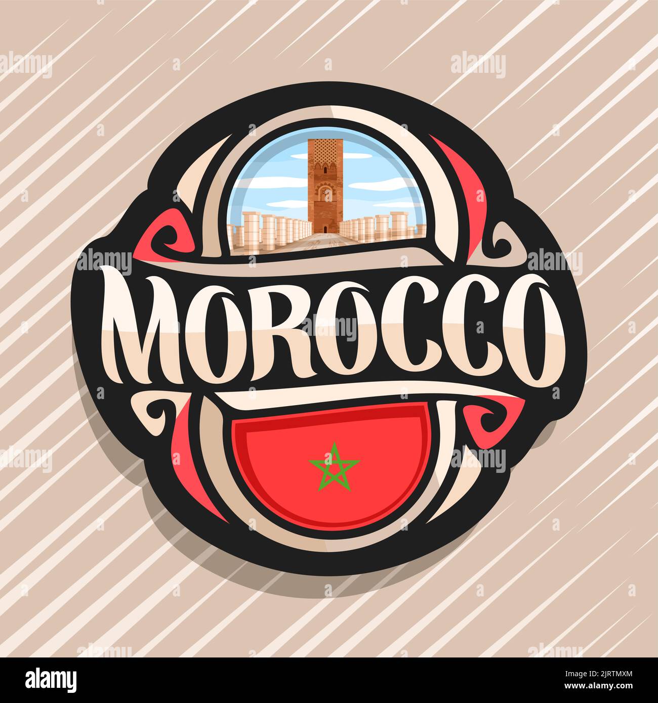 Logo vector pour le Maroc, pays aimant frigo avec drapeau de l'État ...