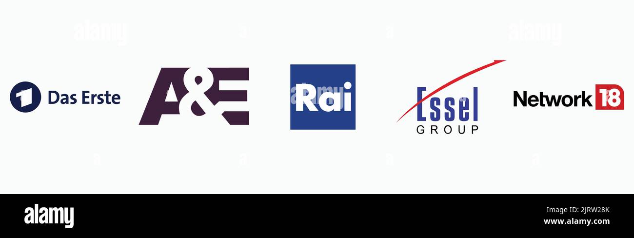 Logo RAI, logo Das Erste, logo Essel Group, logo Network 18, Logo A et ...