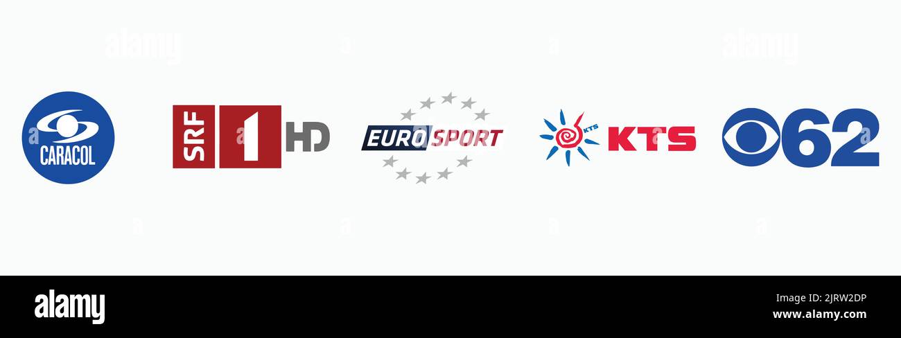 Logo SRF 1 HD, logo Caracol TV, logo KTS, logo Eurosport, logo CBS 62 ...