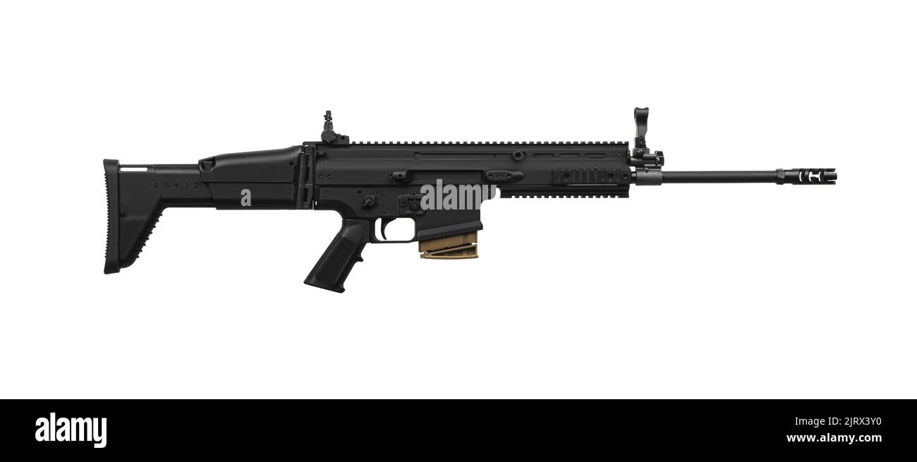 Fusil automatique moderne isolé sur fond blanc. Armes pour la police ...