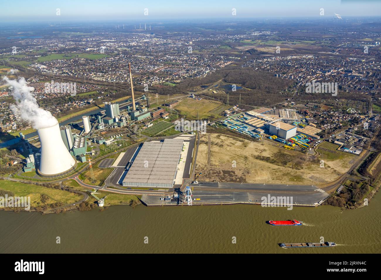 Vue aérienne, logport VI chantier avec nouveau bâtiment de la société ...