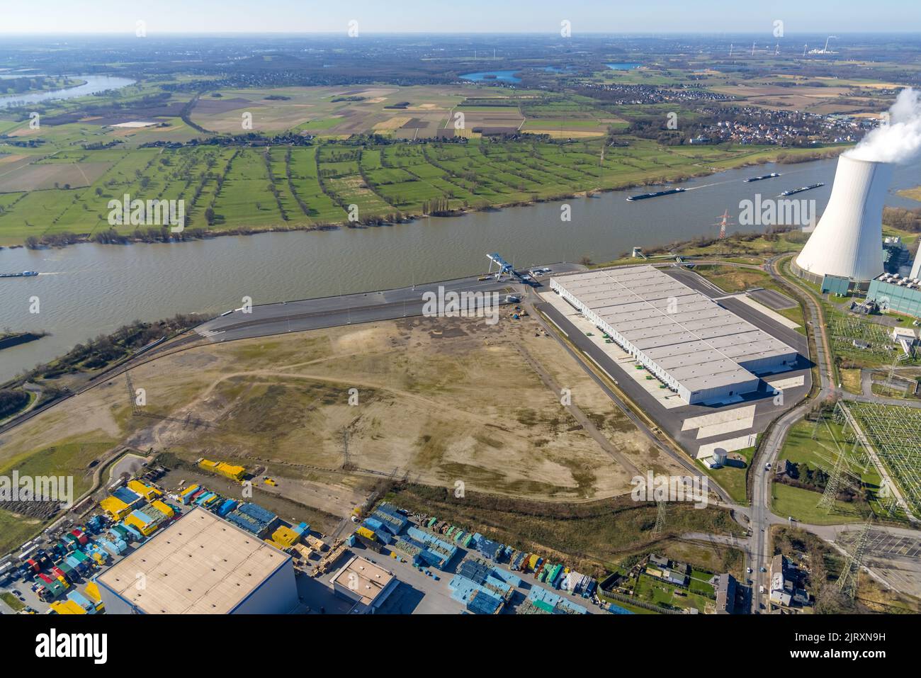 Vue aérienne, logport VI chantier avec nouveau bâtiment de la société ...