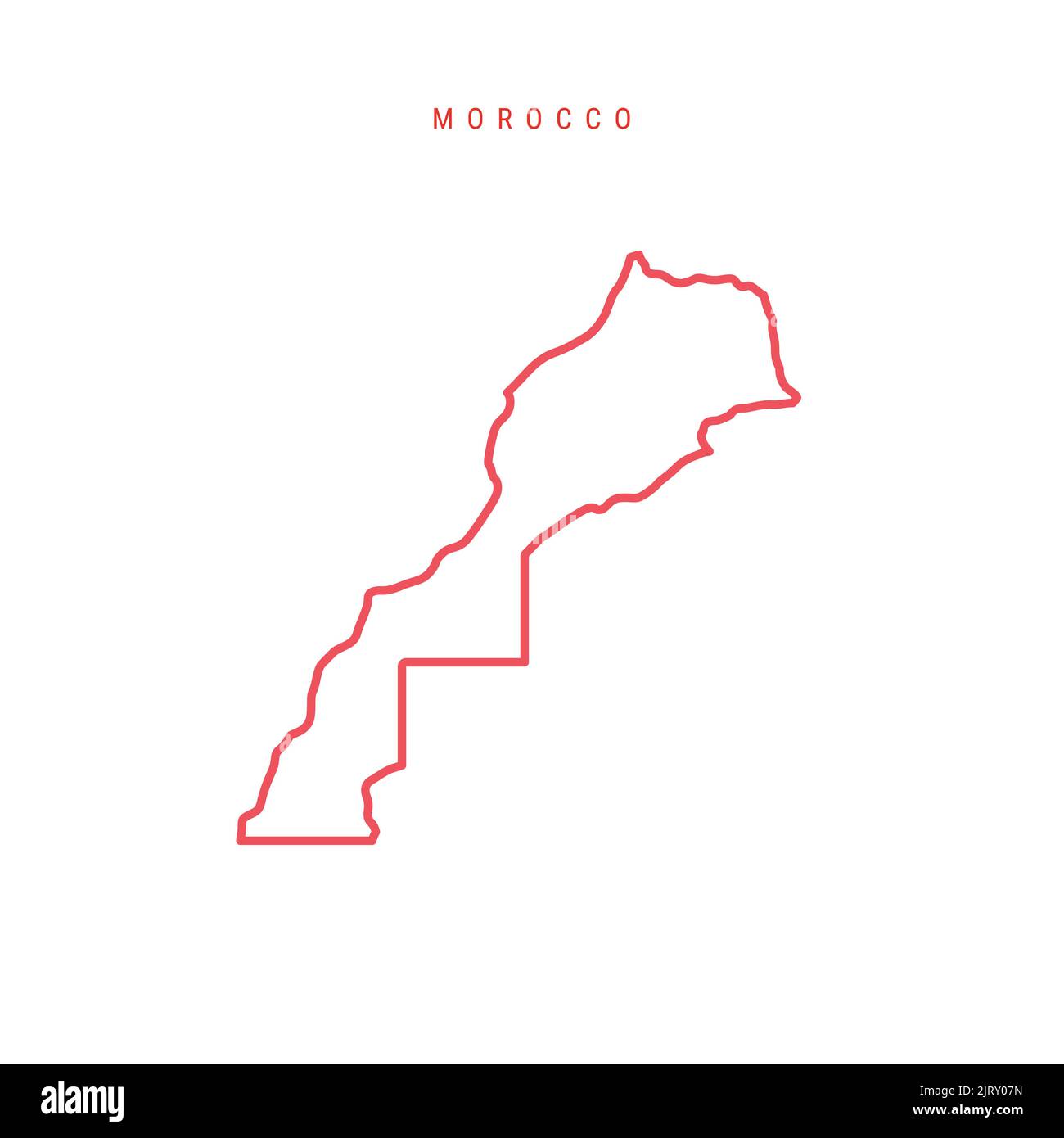 Carte de contour modifiable du Maroc. Frontière rouge marocaine. Nom du ...