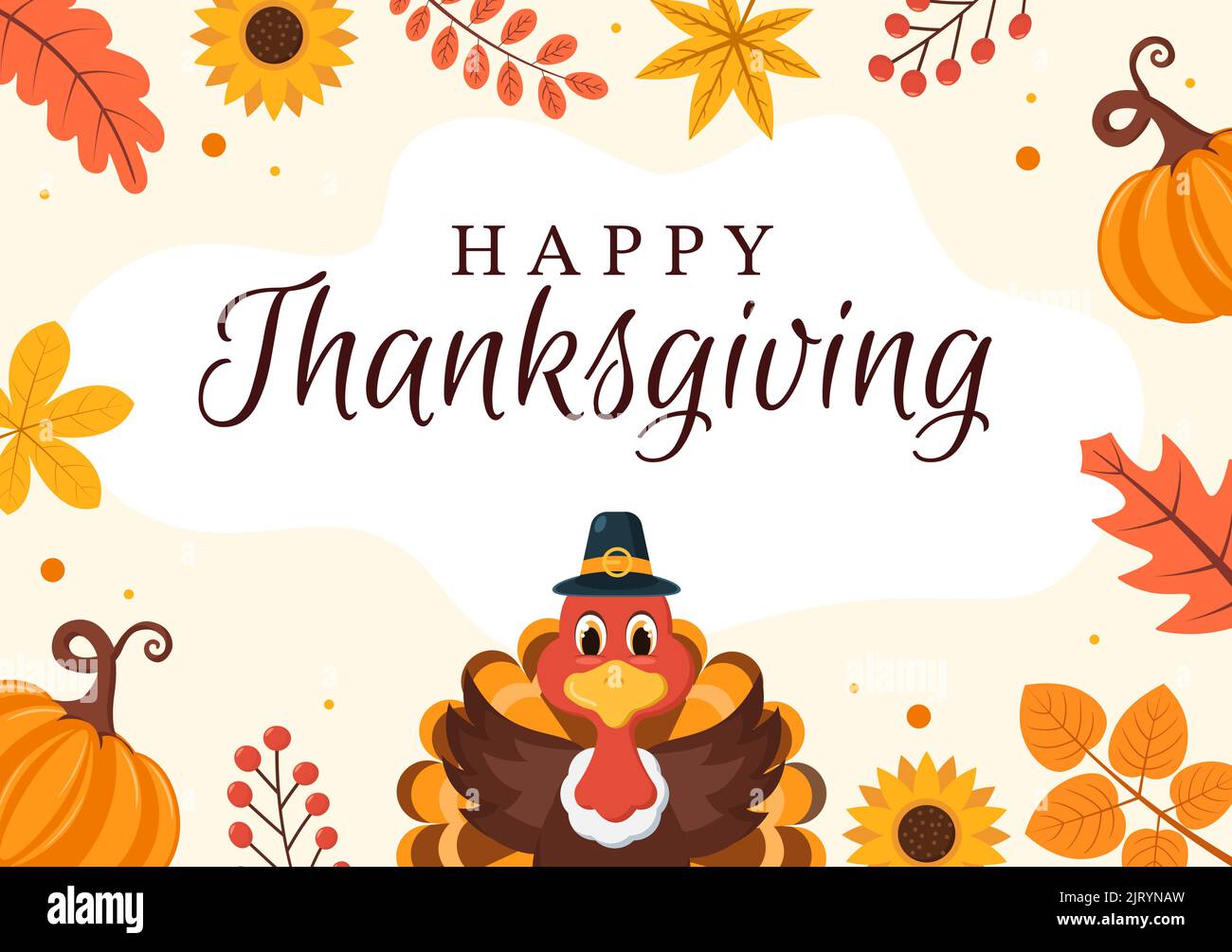 Happy Thanksgiving Celebration Template dessin à la main dessin à plat ...